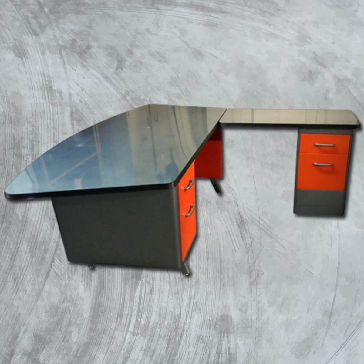 69" Allsteel Fan Top Tanker Desk With Return - Retro Office Inc