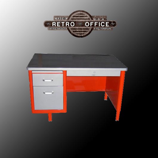Steelcase Vintage Single Pedestal Tanker Desks - Retro Office Inc